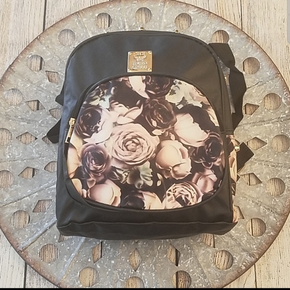 Bags | New Boutique Mini Black Backpack With Sepia Roses | Poshmark